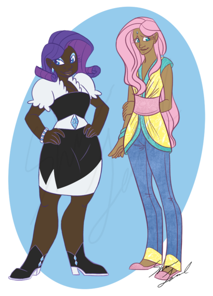 #42354 - safe, derpibooru import, fluttershy, rarity, humanized - Twibooru