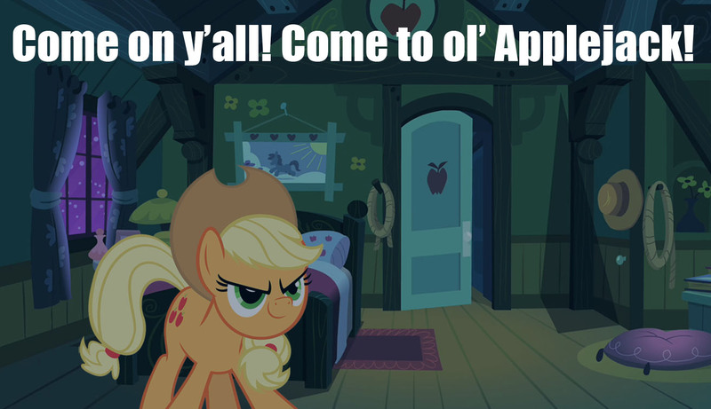 #107512 - applejack, bedroom, derpibooru import, female, image macro, imminent rape, meme ...