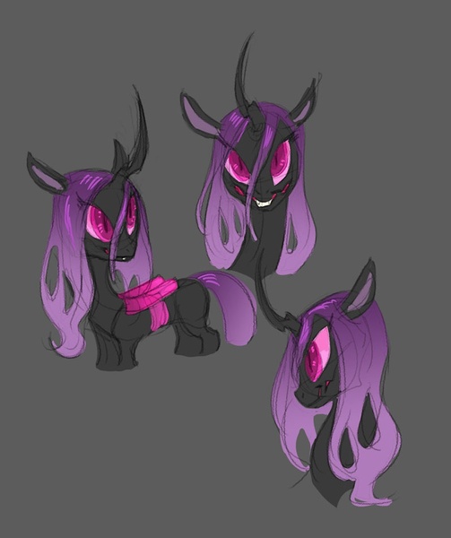 #148552 - artist:carnifex, bust, changeling, changeling oc, changeling queen, changeling queen ...