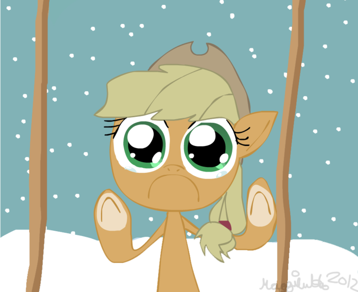 #234266 - applejack, artist:mushroomcookiebear, :c, frown, sad, safe ...