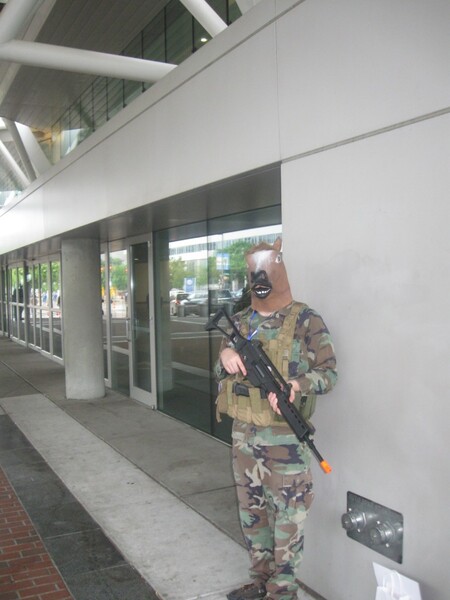 #285107 - safe, derpibooru import, human, bronycon, airsoft, barely ...