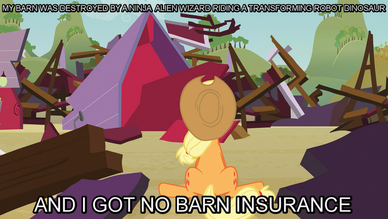 #287919 - applejack, barn, image macro, safe, solo, wat - Twibooru