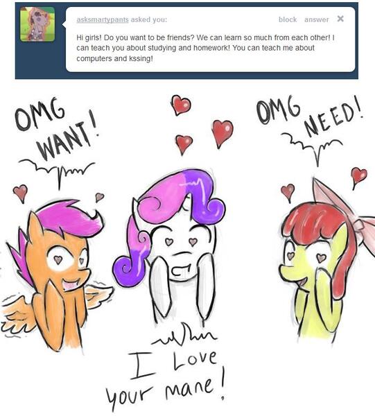 #367688 - apple bloom, artist:starykrow, ask the cmc, cutie mark ...