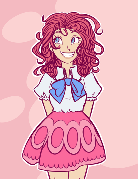 #383424 - artist:looji, derpibooru import, human, humanized, light skin, pinkie pie, safe, solo ...