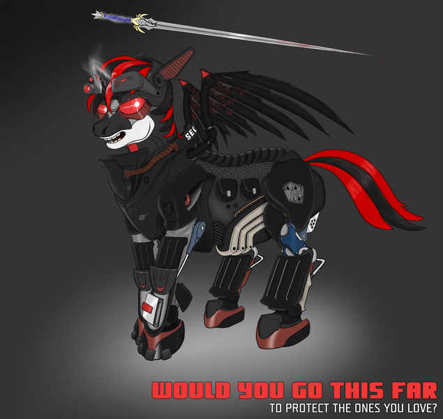 #384091 - artist:allanx, blood, cyborg, derpibooru import, fallout ...