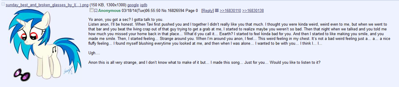 #426034 - 4chan, anon in equestria, confession, derpibooru import, /mlp/, safe, thread, vinyl ...
