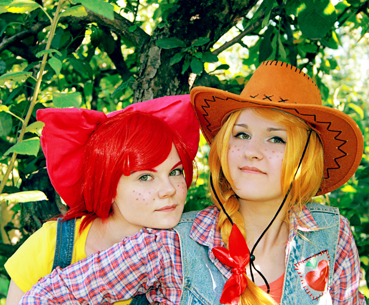 #445384 - apple bloom, applejack, artist:zach-kun, cosplay, derpibooru ...