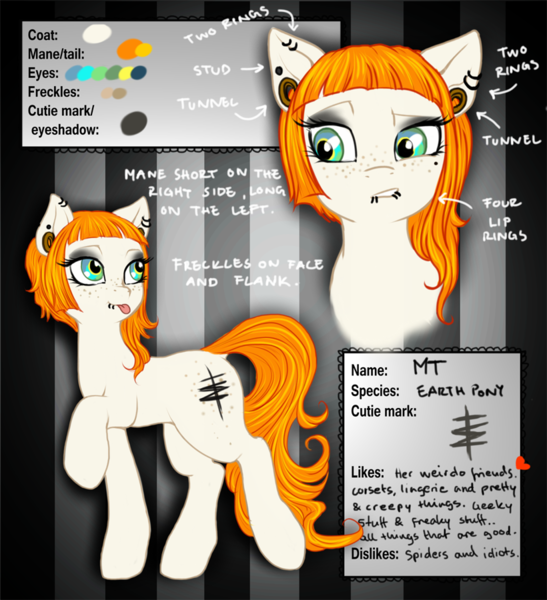 #450915 - artist:tt-n, derpibooru import, earring, oc, oc:mt, piercing ...