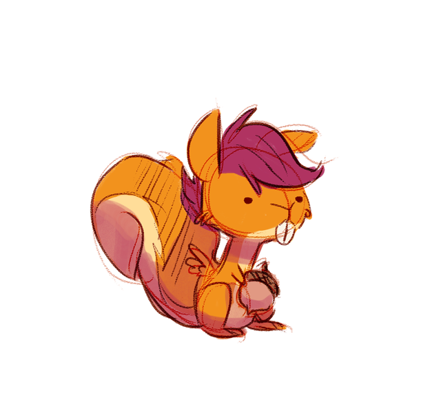 #464866 - safe, artist:herny, derpibooru import, scootaloo, squirrel, solo, species swap - Twibooru