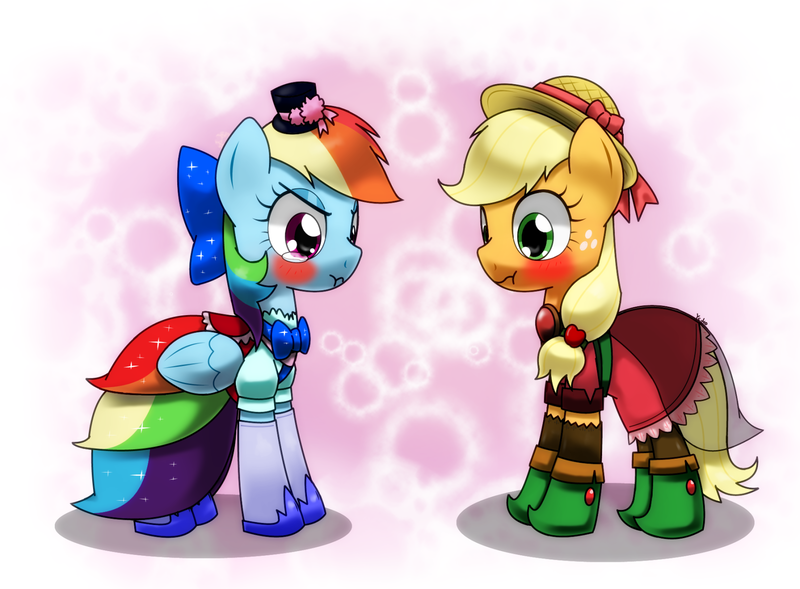 #476188 - applejack, artist:hoyeechun, blushing, clothes, derpibooru ...