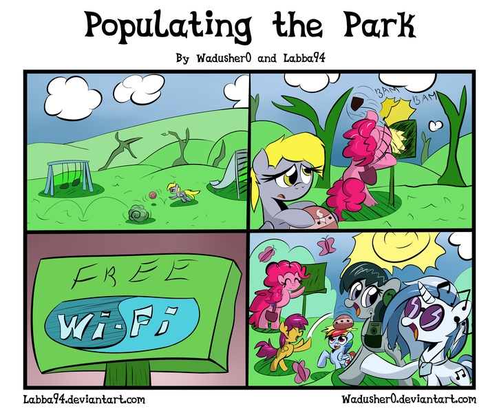 #484413 - safe, artist:wadusher0, derpibooru import, derpy hooves, octavia melody, pinkie pie ...