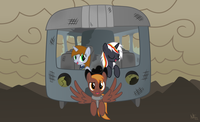 #500388 - safe, artist:starlessnight22, derpibooru import, oc, oc:calamity, oc:littlepip, oc ...
