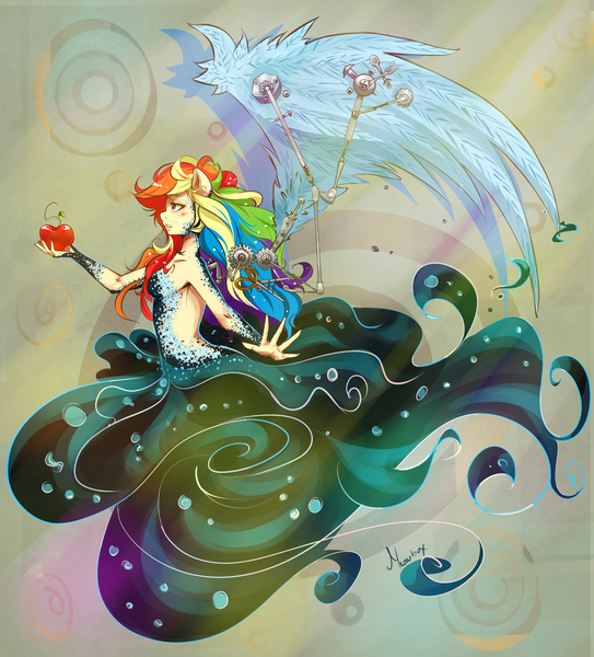 #518841 - apple, artificial wings, artist:meowbox3, augmented, breasts ...