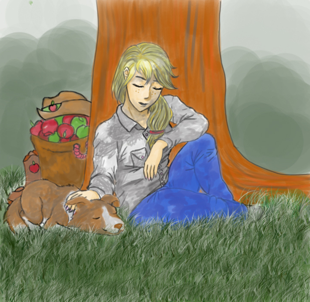 #613037 - safe, artist:cardiax13, derpibooru import, applejack, winona ...