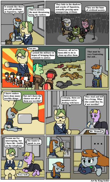 #677036 - artist:king-koder, axe, comic, comic:post-fallout equestria, derpibooru import ...