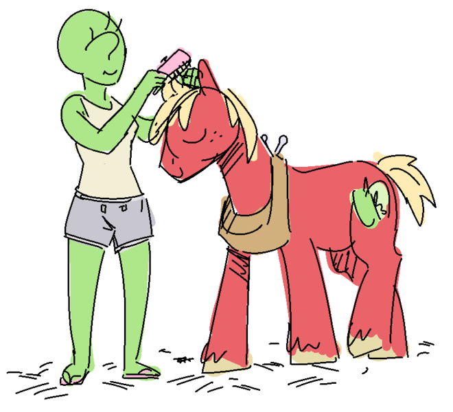 #721708 - safe, artist:nobody, derpibooru import, big macintosh, oc, oc:anon, oc:femanon, earth ...