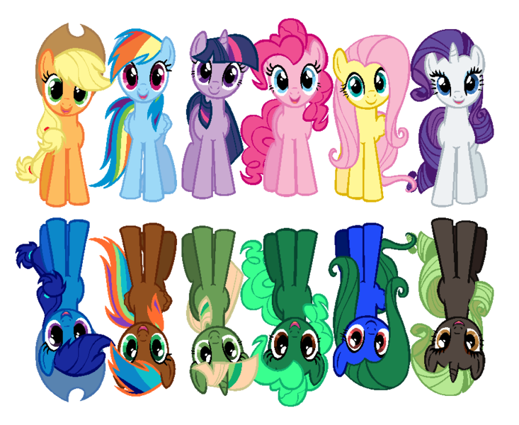 #777847 - applejack, derpibooru import, fluttershy, inverted, inverted colors, mane six, pinkie ...