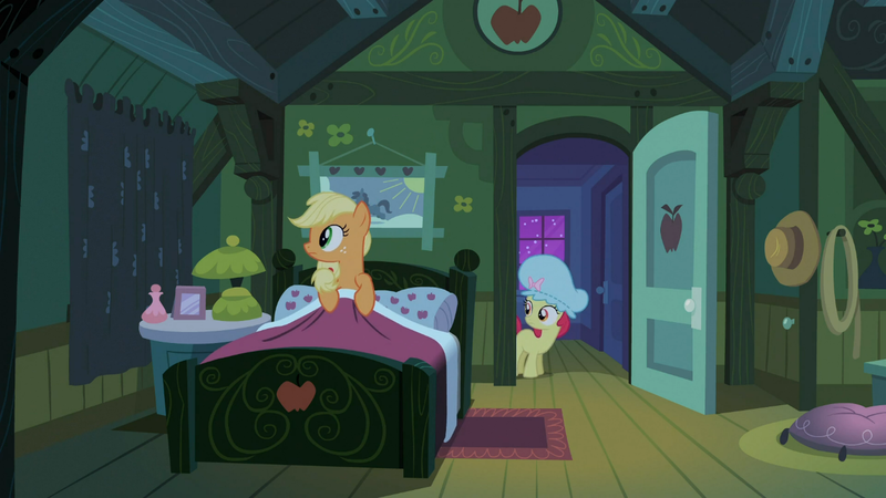 #797111 - apple bloom, applejack, bedroom, derpibooru import, family ...