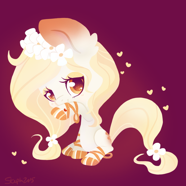 #814198 - artist:coffeecuppup, derpibooru import, flower, heart, oc, oc:fawn, safe, solo ...