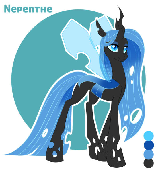 #883067 - artist:peridotkitty, blue changeling, changeling, changeling queen, changeling queen ...