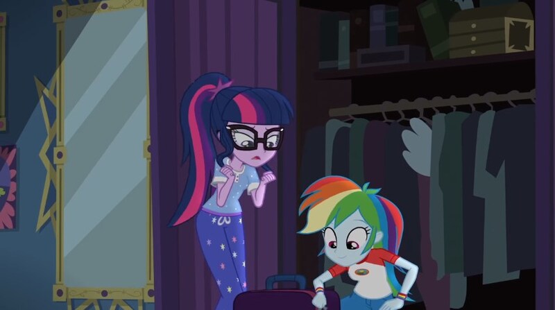 #947234 - safe, derpibooru import, screencap, rainbow dash, sci-twi, twilight sparkle, equestria ...