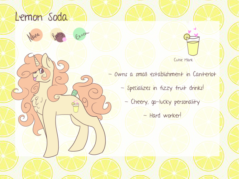 #1063587 - safe, artist:liefsong, derpibooru import, oc, oc:lemon soda, unofficial characters ...