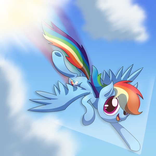 #1078787 - safe, artist:supercoco142, derpibooru import, rainbow dash, cloud, flying, high res ...