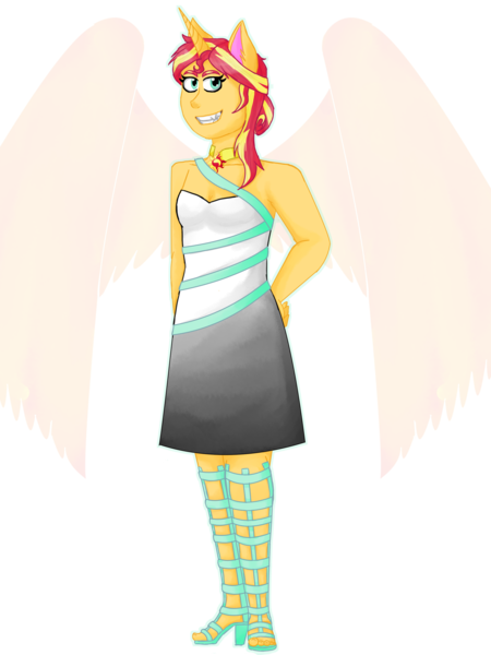 #1166008 - anthro, artist:cornerverse, clothes, derpibooru import, dress, female, gala dress ...