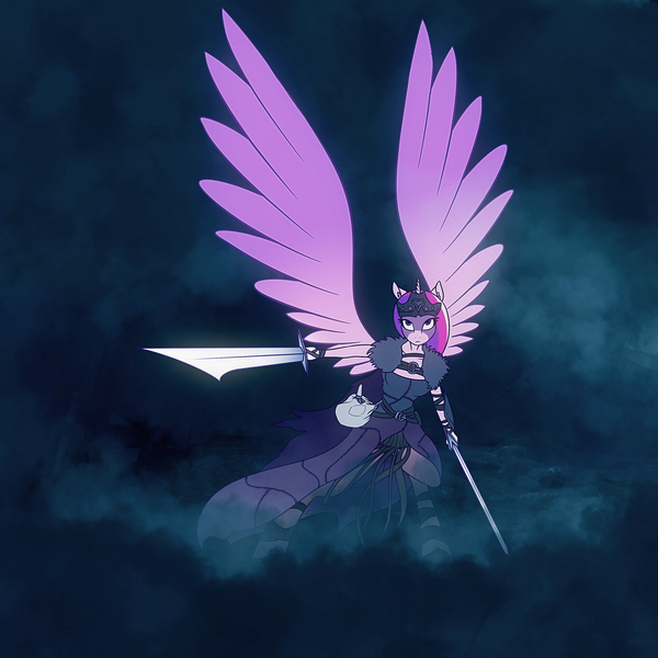 #1197942 - anthro, artist:eqamrd, clothes, crossover, dark background ...