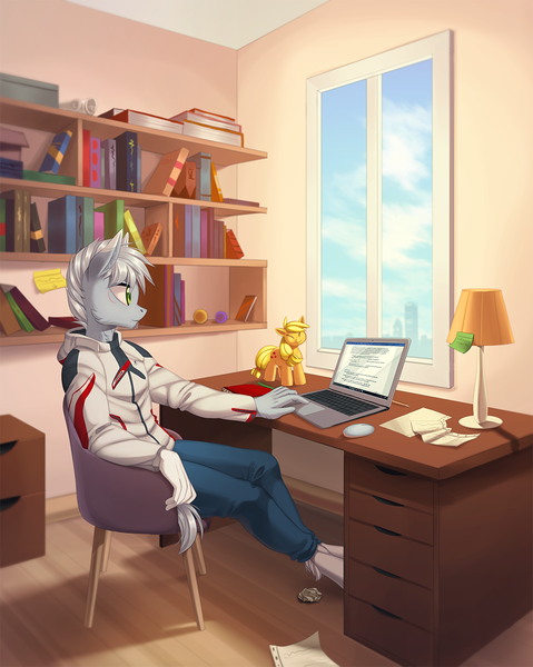 #1243875 - anthro, anthro oc, applejack, artist:margony, book ...