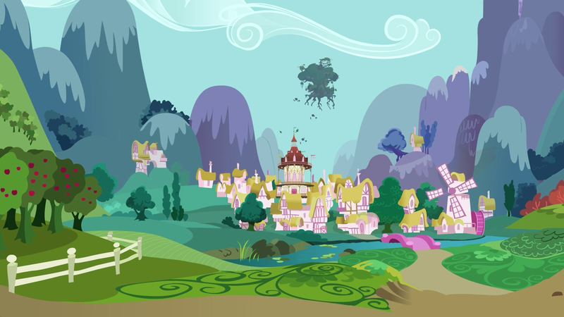 #1363471 - derpibooru import, golden oaks library, mountain, ponyville ...