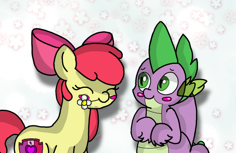 #1448573 - apple bloom, blushing, derpibooru import, dragon, female ...