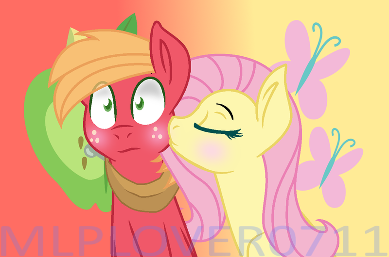 Big Macintosh And Fluttershy Kissing