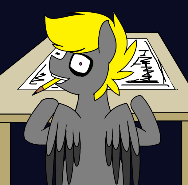 #1579301 - safe, artist:pencil bolt, derpibooru import, oc, oc:pencil bolt, pegasus, pony, desk ...