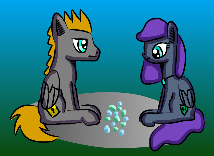 #1603303 - safe, artist:platinumdrop, derpibooru import, oc, oc:emerald bolt, oc:platinumdrop ...