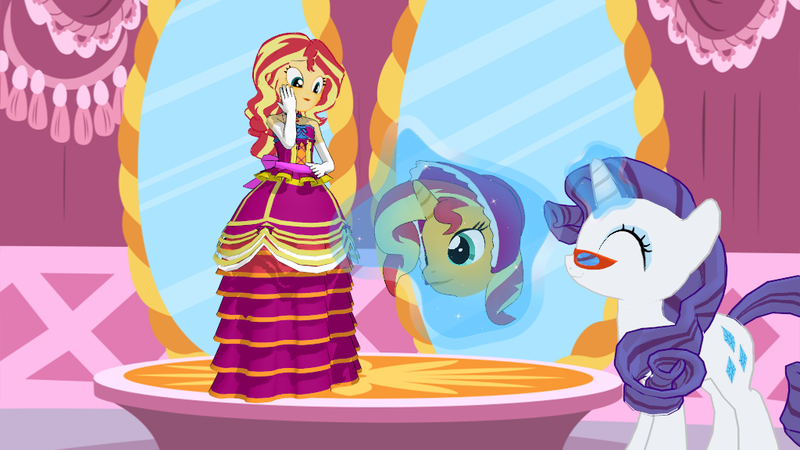 #1613424 - safe, artist:tonypilot, derpibooru import, rarity, sunset ...
