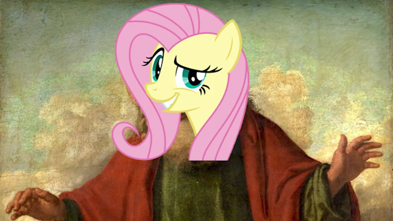 #1734583 - safe, derpibooru import, edit, fluttershy, pony, jesus ...
