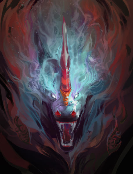 #1748247 - angry, artist:kaikamoi, derpibooru import, fangs, fire ...