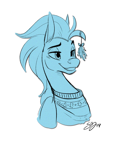 #1786866 - artist:probablyfakeblonde, bust, christmas, christmas sweater, clothes, derpibooru ...