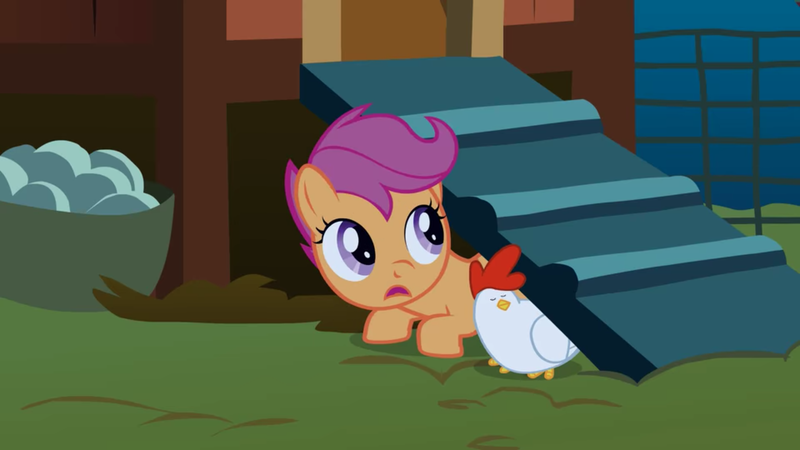 #1794740 - safe, derpibooru import, screencap, scootaloo, bird, chicken ...