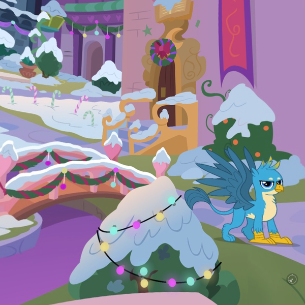 #1836630 - safe, derpibooru import, gallus, gryphon, bridge, christmas ...