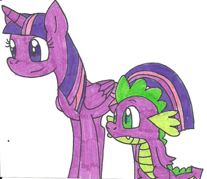 #1953709 - safe, artist:cmara, derpibooru import, spike, twilight sparkle, twilight sparkle ...