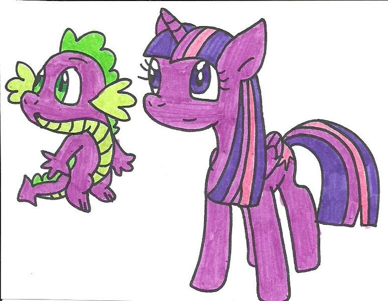 #1962824 - safe, artist:cmara, derpibooru import, spike, twilight sparkle, twilight sparkle ...