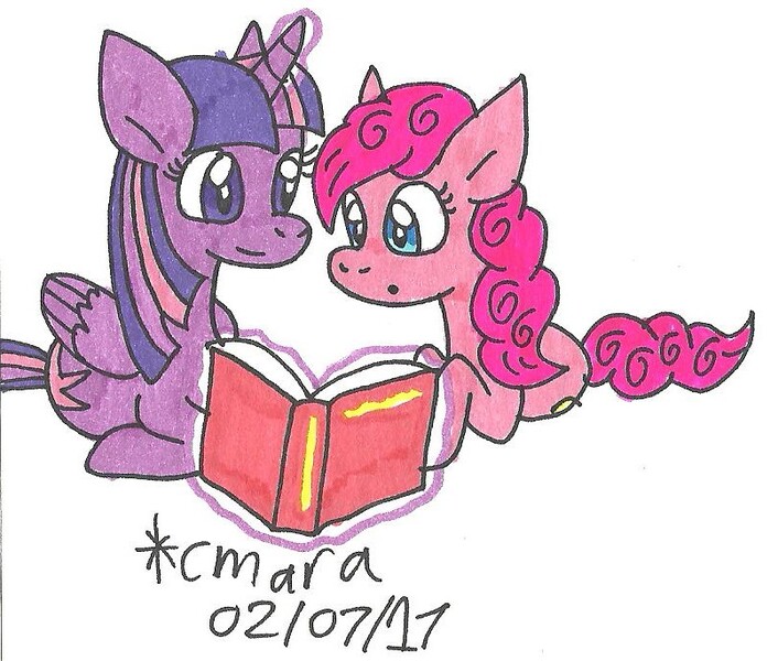#1978962 - safe, artist:cmara, derpibooru import, pinkie pie, twilight sparkle, twilight sparkle ...