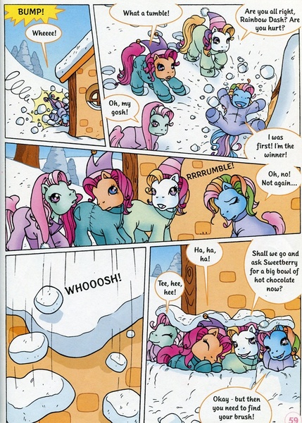 #2109652 - derpibooru import, g3, minty, official comic, rainbow dash (g3), safe, snow, snowball ...