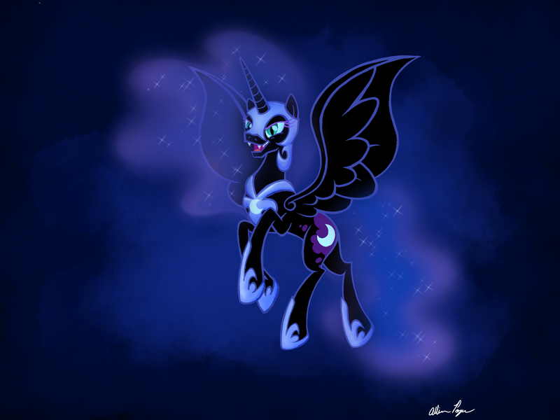 #2404104 - safe, artist:robots-art, derpibooru import, nightmare moon ...