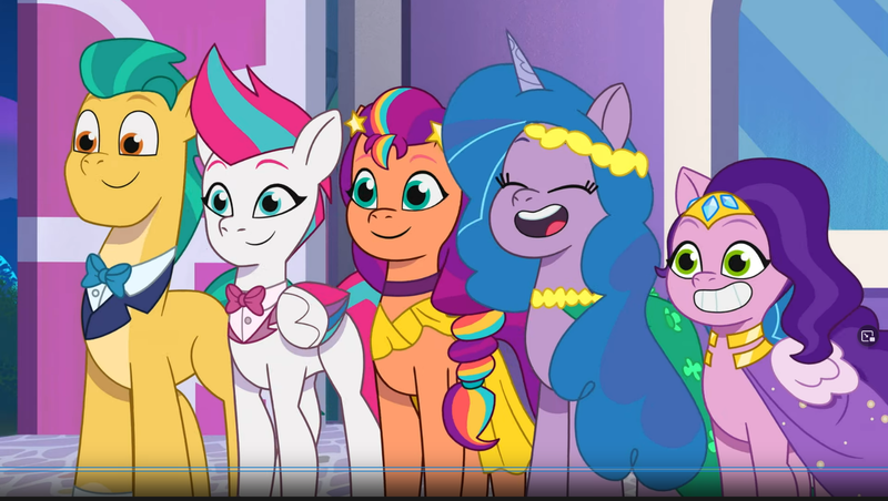 #2814287 - safe, derpibooru import, screencap, hitch trailblazer, izzy moonbow, pipp petals ...