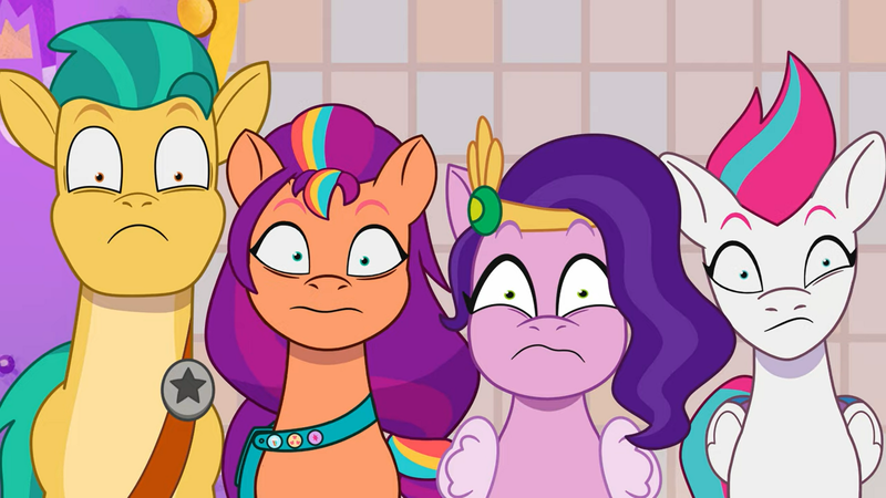 #2829221 - safe, derpibooru import, screencap, hitch trailblazer, pipp petals, sunny starscout ...