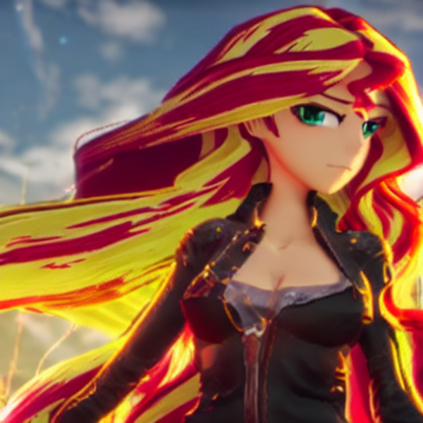 #2829584 - safe, ai generated, derpibooru import, stable diffusion, sunset shimmer, human ...