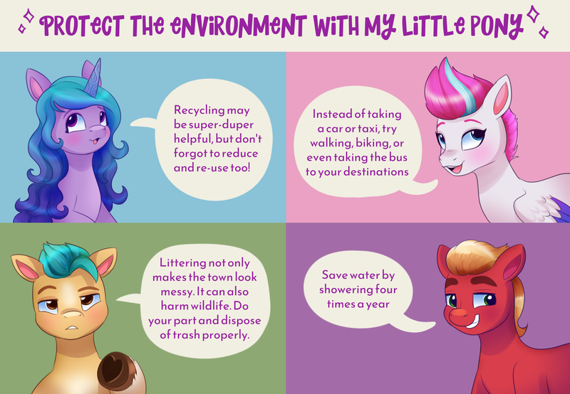 #2831451 - safe, artist:malarkey, derpibooru import, hitch trailblazer, izzy moonbow, sprout ...